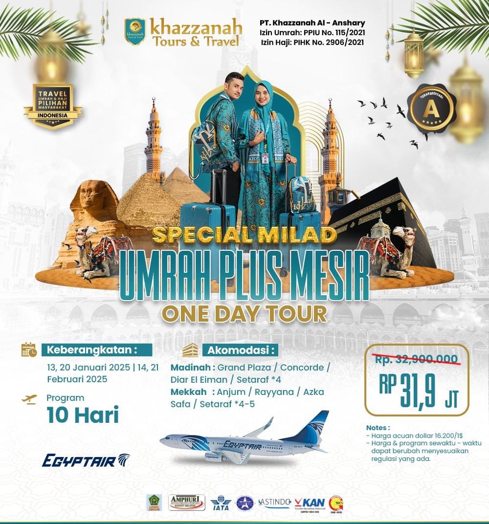 Paket Umroh Plus Mesir 2025 - Travel Umroh Khazzanah Tour